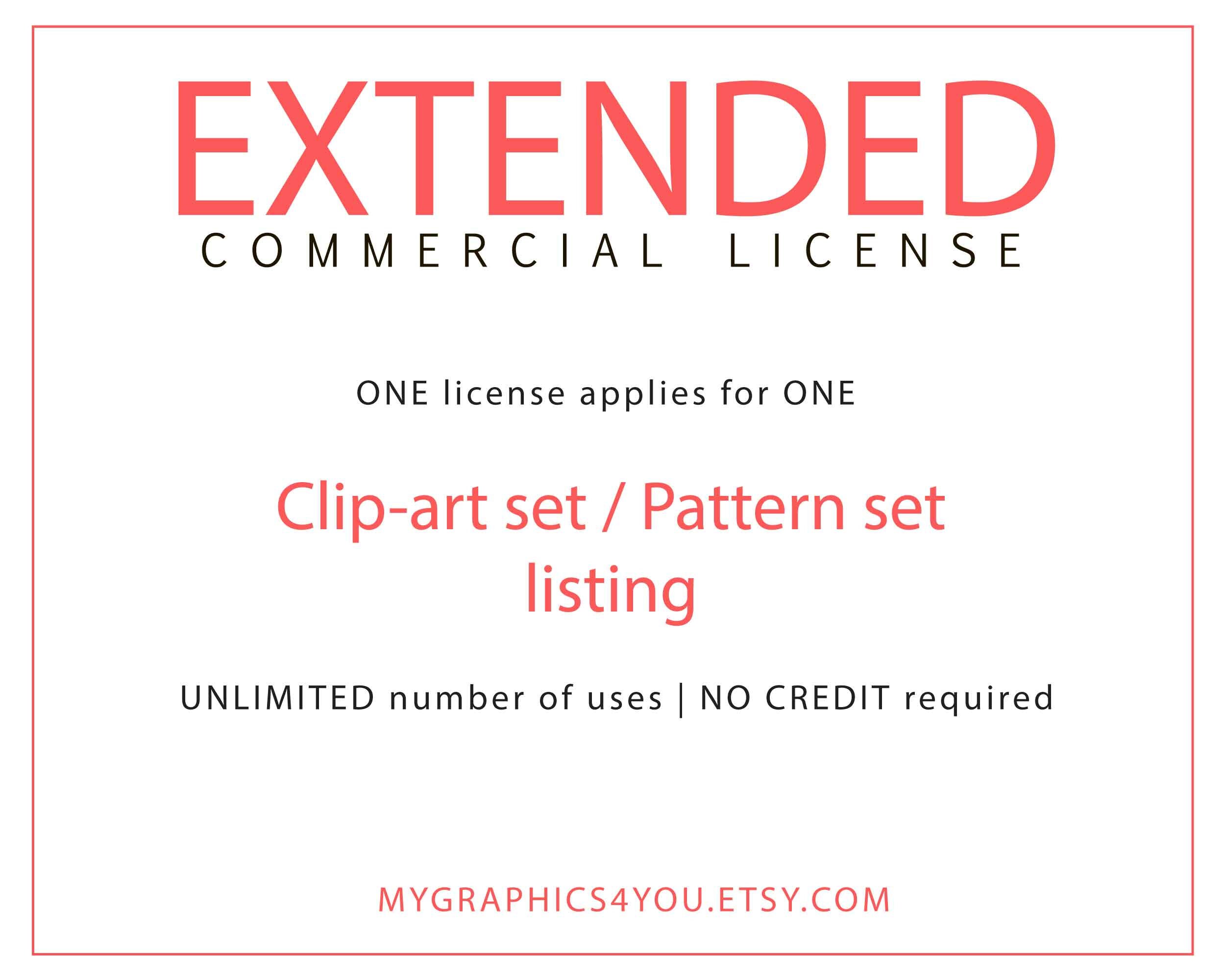 Extended License for comercial use of Digital paper or a Clip art pack ...