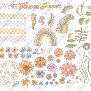 Groovy Retro Flower Power Hippie Florals Flower Cartoon Floral Ghost ...