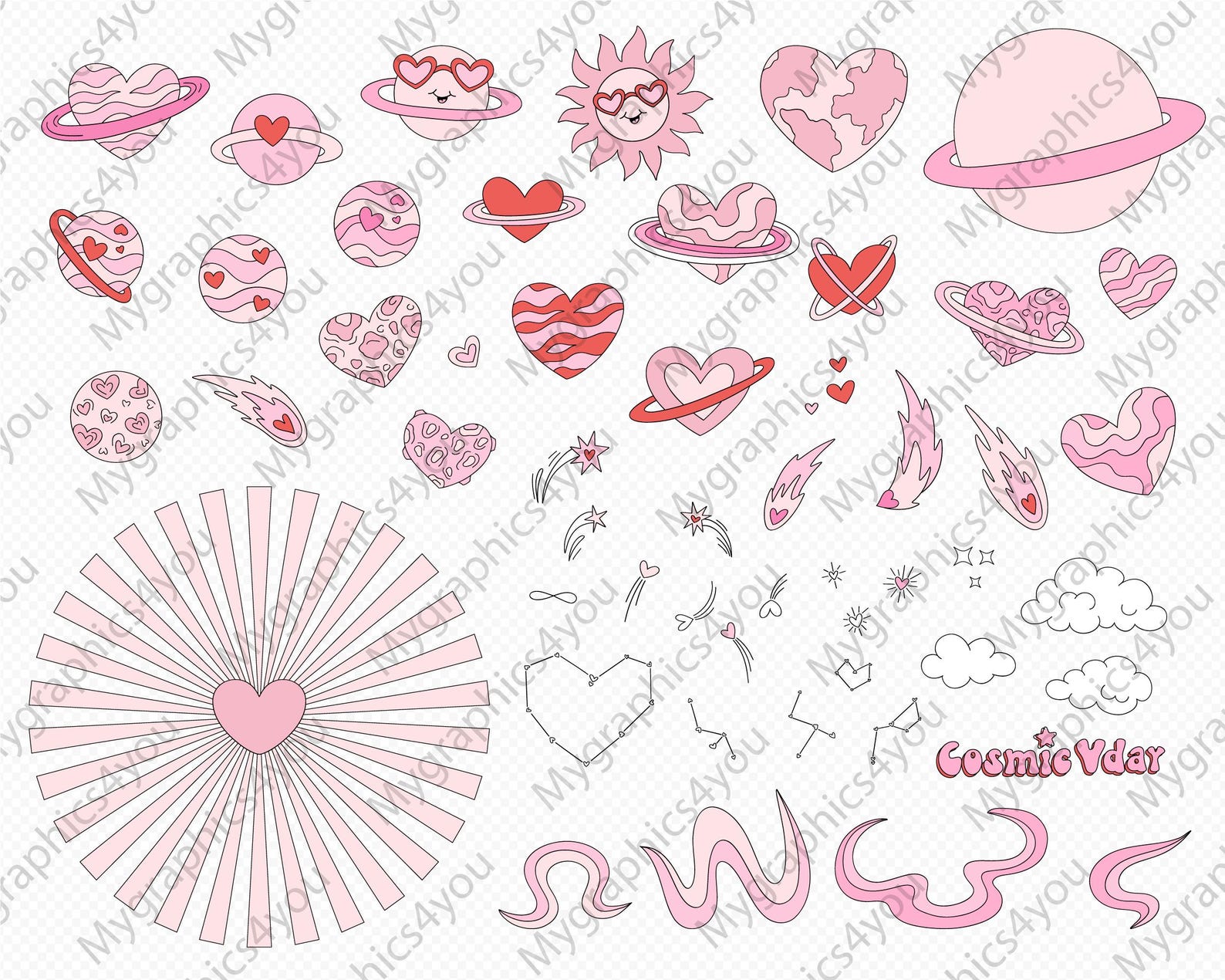 Cosmic Outer Space Valentines Day Astronaut Galaxy Extraterrestrial ...