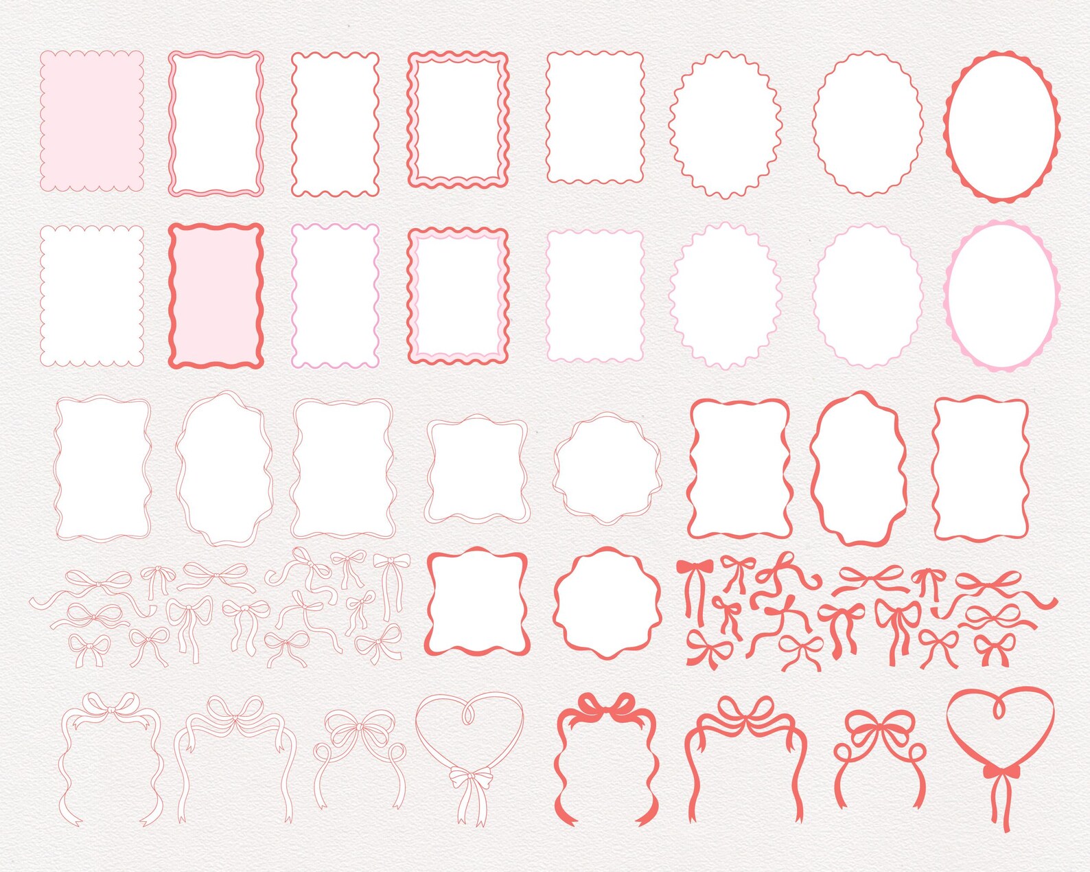 Valentines Frames PNG Clipart | Coquette Bow Frame Elements | Romantic ...