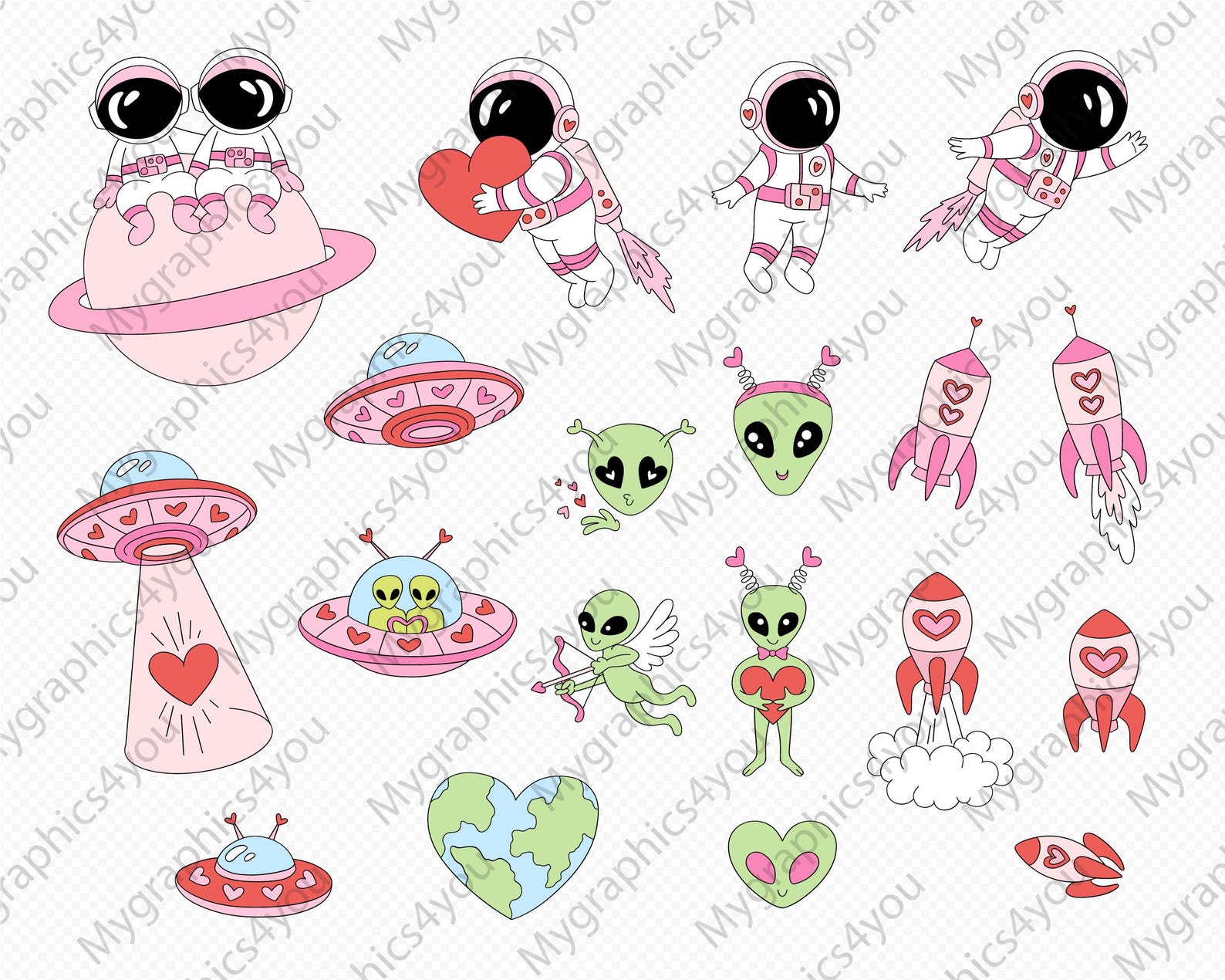 Cosmic Outer Space Valentines Day Astronaut Galaxy Extraterrestrial ...