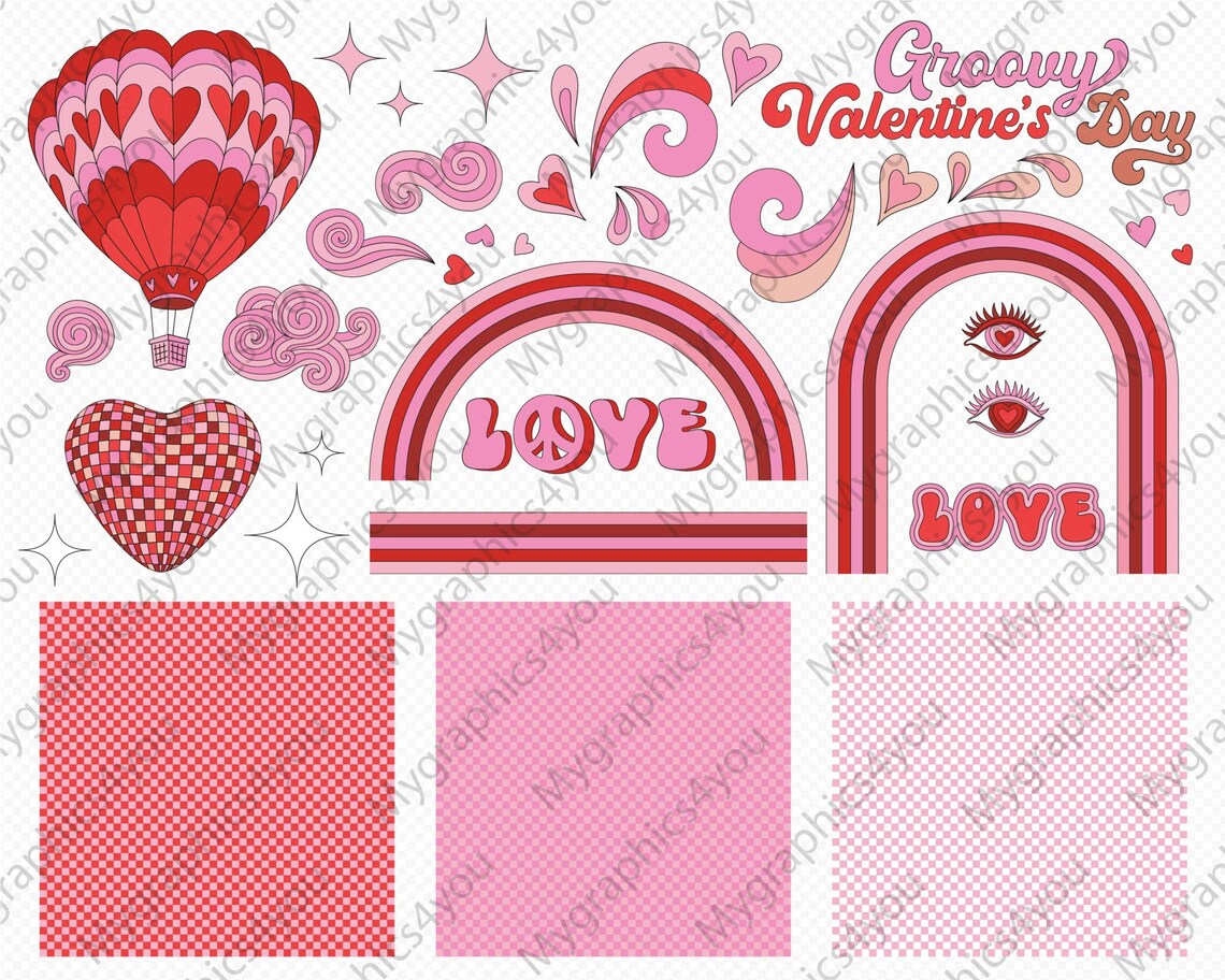 Retro 60s 70s Groovy Hippie Valentine’s Day Love Peace Smiley Shrooms ...