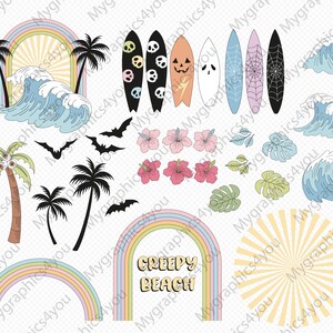 Halloween Spooky Creepy Beach Season Goth Summer Vacation Surf Wave Salty Witch Skeleton Mermaid ...