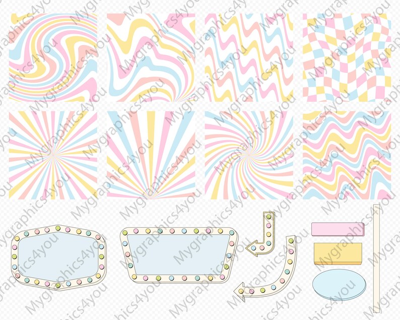 Retro Pastel Groovy Summer Party Decoration, Bunting Banner, Balloon ...