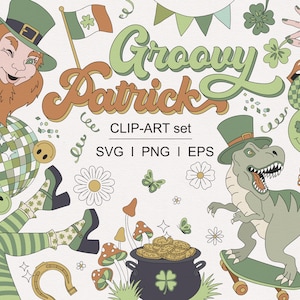 Groovy Hippie St Patrick Day Leprechaun Shamrock Clover Pot of Gold ...