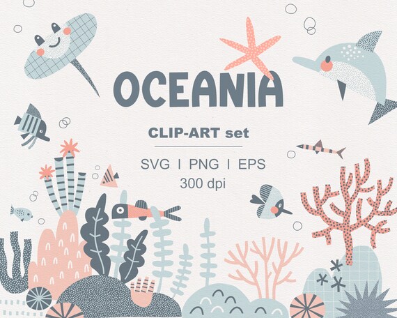 Underwater Life Clipart Set Ocean Creatures Reef Fish Whale - Etsy