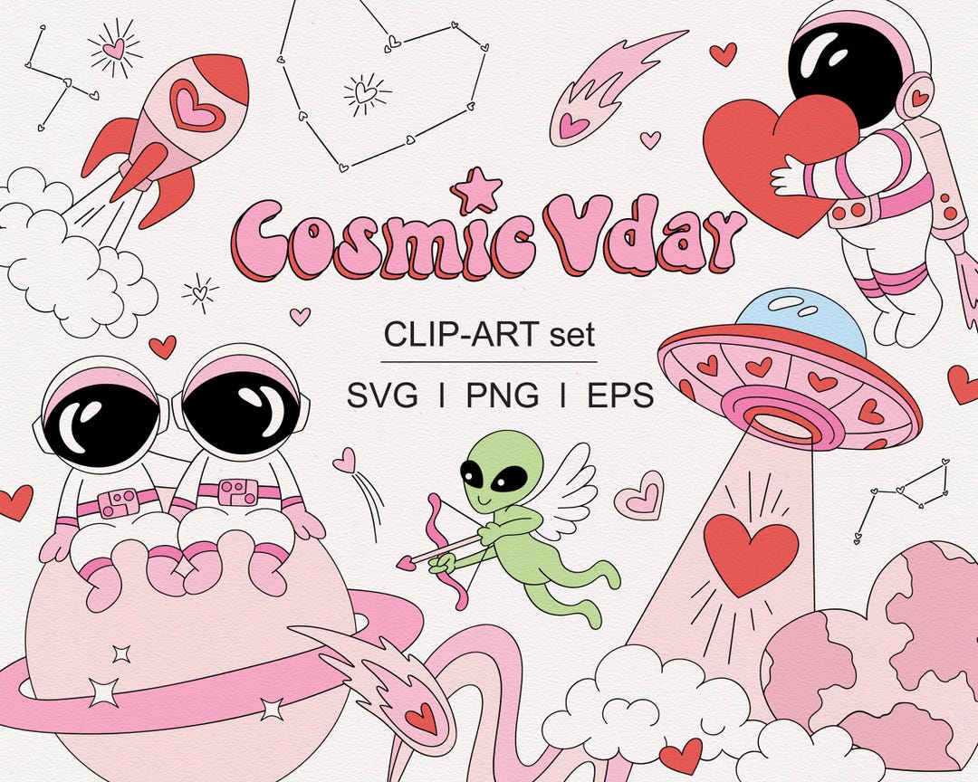Cosmic Outer Space Valentines Day Astronaut Galaxy Extraterrestrial ...