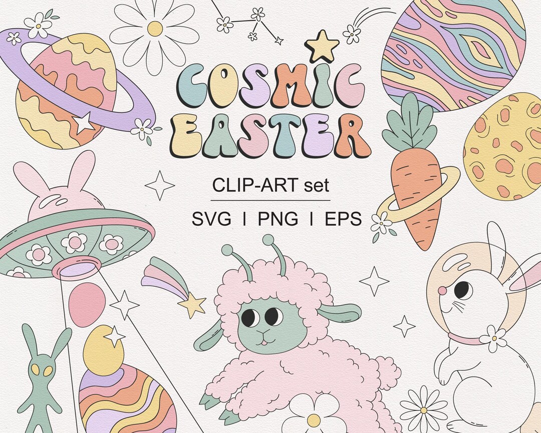 Cosmic Outer Space Easter Galaxy Astronaut Bunny Extraterrestrial Alien ...