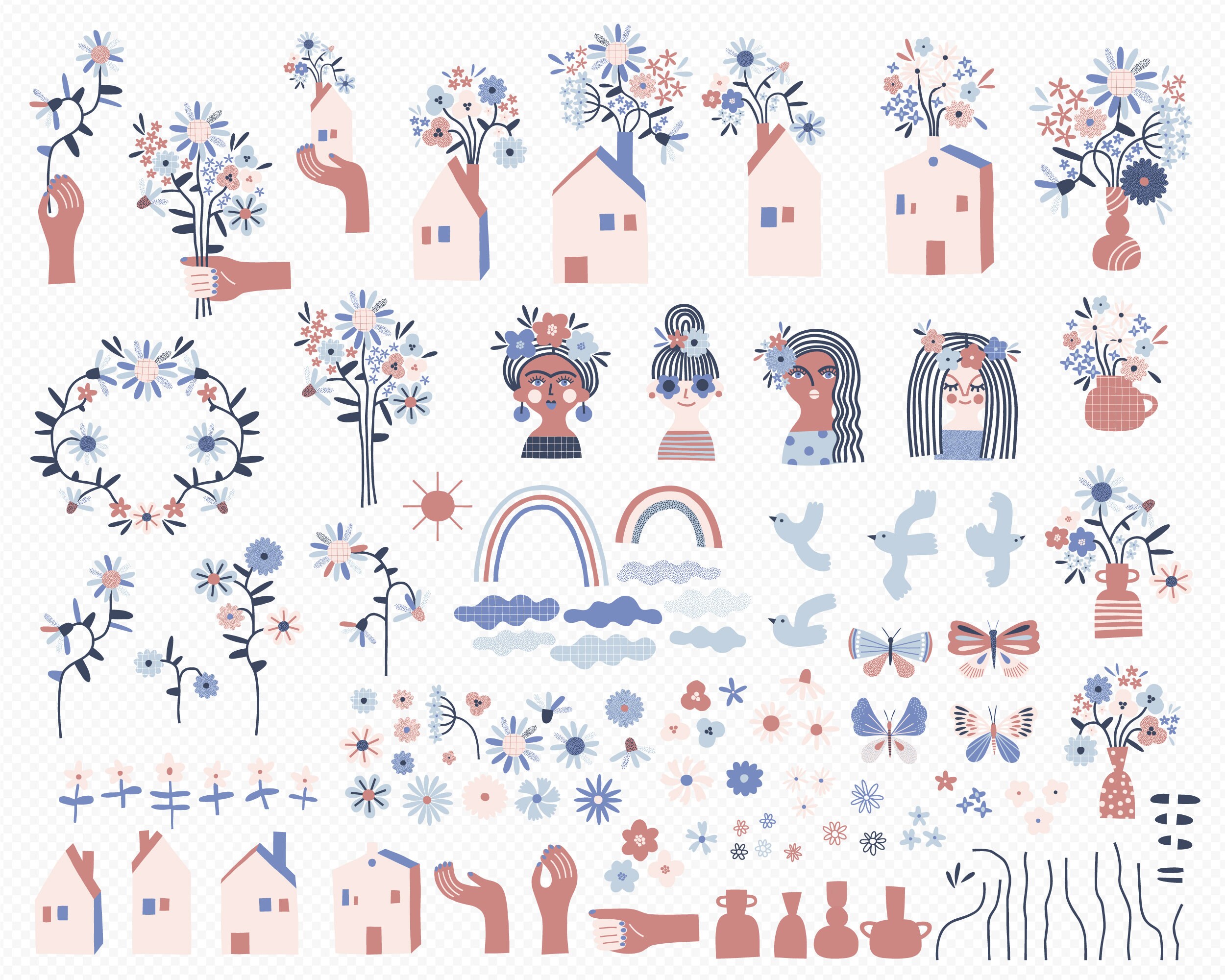 Folksy Floral spring Daisy Bouquet in vase Hand Butterfly | Etsy