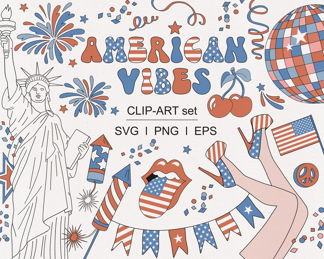 Retro 4th of July Independence Day Groovy American Flag USA Png Hippie ...