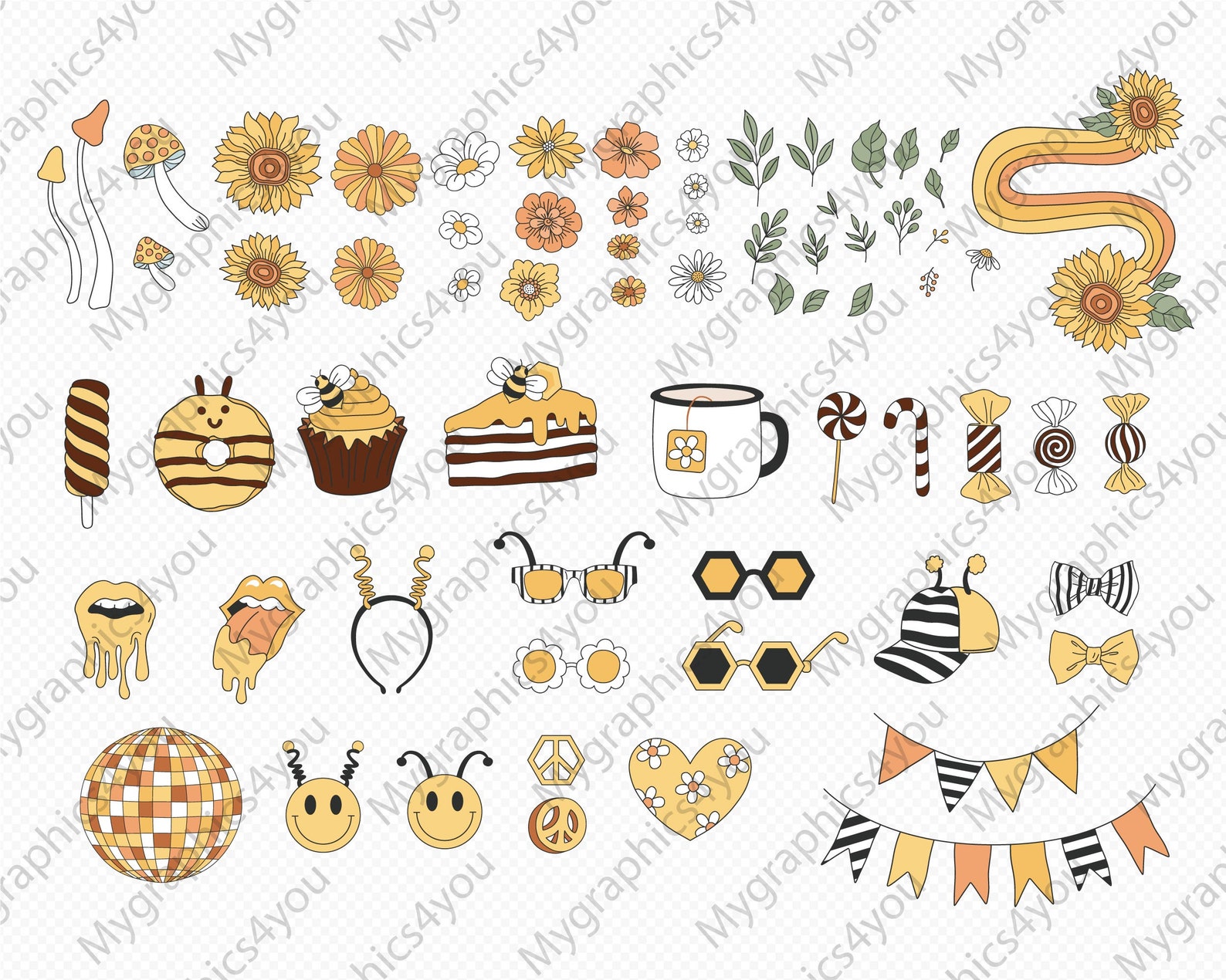 Groovy Hippie Bee Bumblebee Honey Hive Bee Accessories Bee Sweets ...