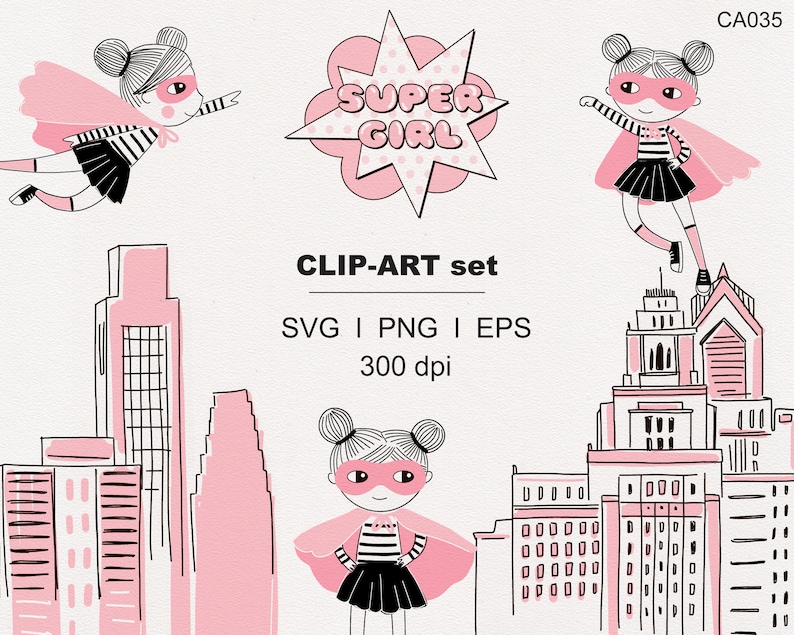 Super Hero Girl Digital Clipart Set SVG PNG Download Cute - Etsy Australia