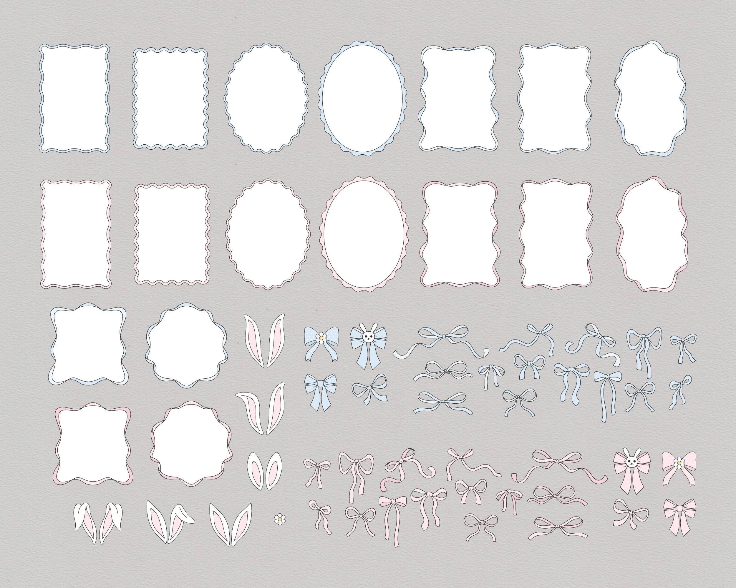 Easter Spring Frames Clipart | Bunny & Bow Frame Elements | Pastel ...