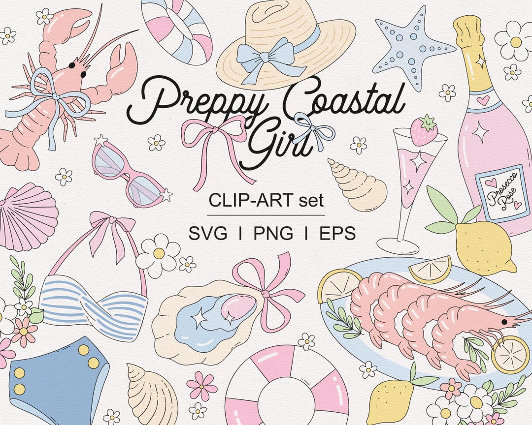 Preppy Coastal Girl Aesthetic, Coquette Girly Summer Beach Elements ...