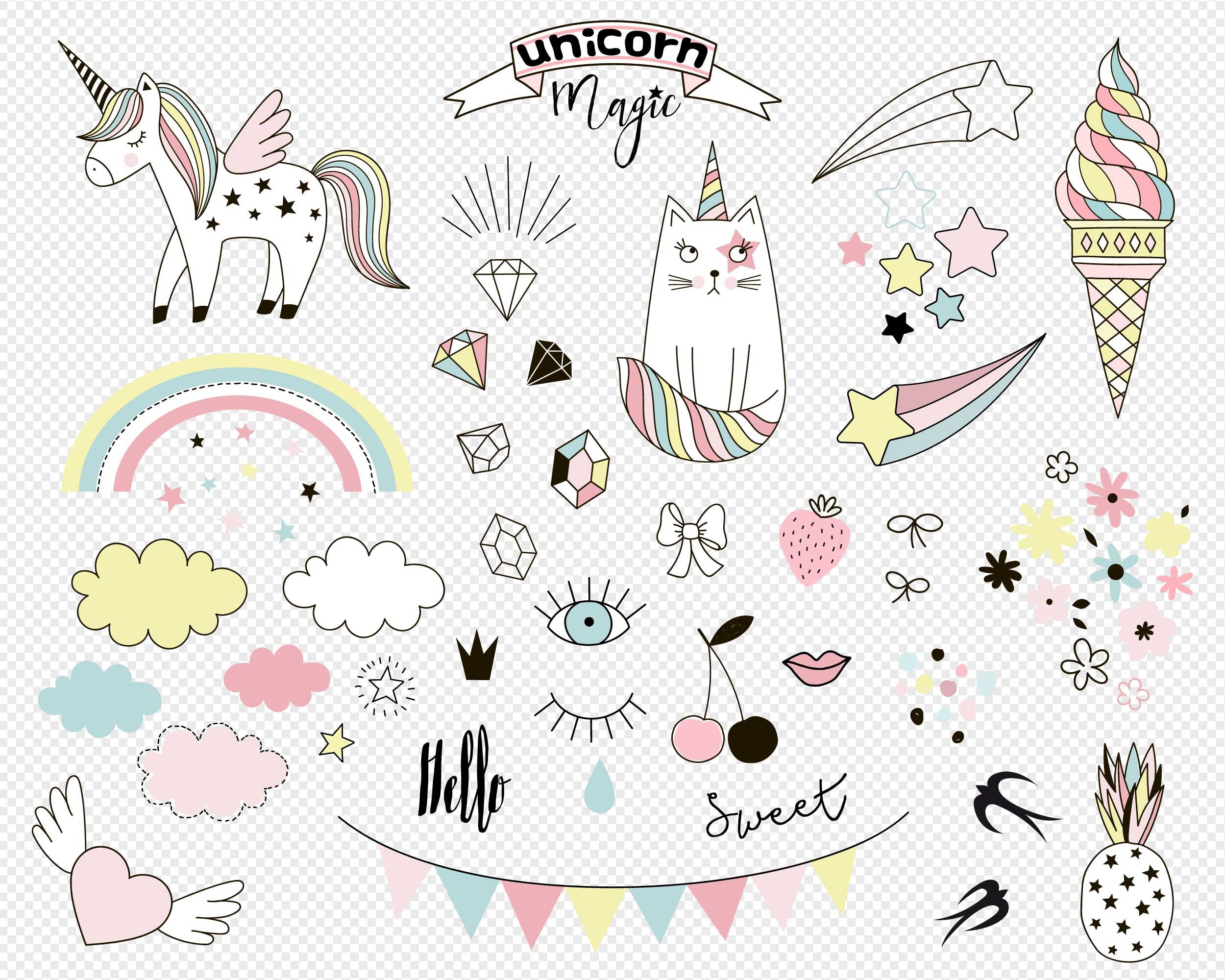 Whimsical Unicorn Vector Clipart Unicorn Magic Svg Pastel - Etsy