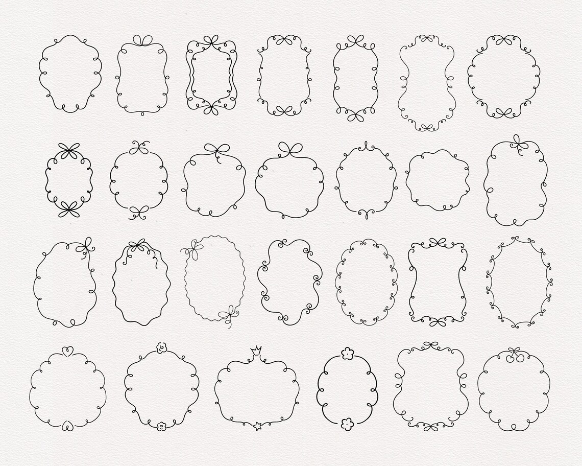 Doodle Frames Clipart Set | Hand Drawn Frame Bundle | Whimsical Borders ...