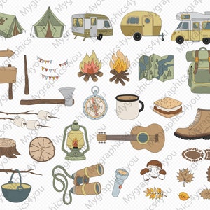 Happy Camper National Forest Camping Tent Campfire Caravan Mountain ...