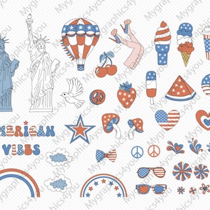 Retro 4th of July Independence Day Groovy American Flag USA Png Hippie ...