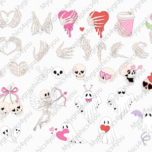 Spooky Pastel Goth Creepy Valentines Day Ghost Skeleton Cupid Scull ...