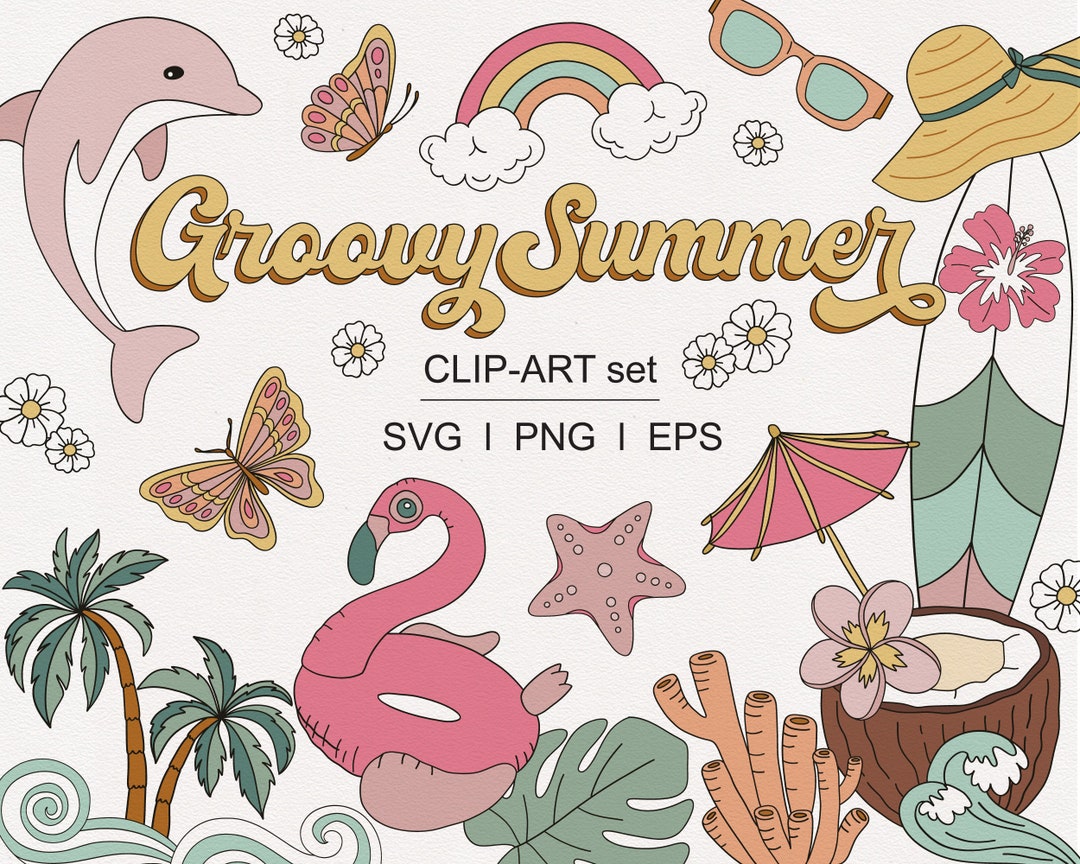 Retro Groovy Summer Boho Hippie Aloha Summer Vacation Surf Daisy Sun ...