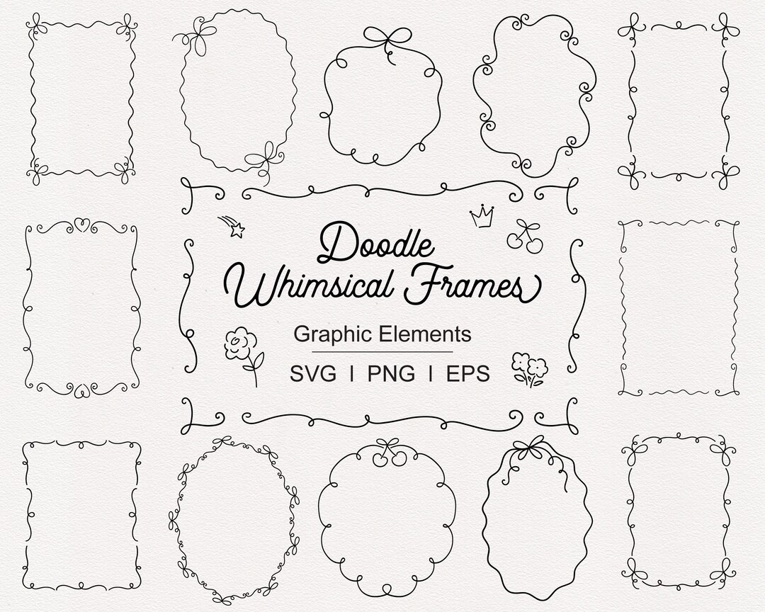 Doodle Frames Clipart Set | Hand Drawn Frame Bundle | Whimsical Borders ...
