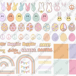 Retro Hippie Easter Groovy Chick Disco Bunny Babe Easter Eggs Dino ...