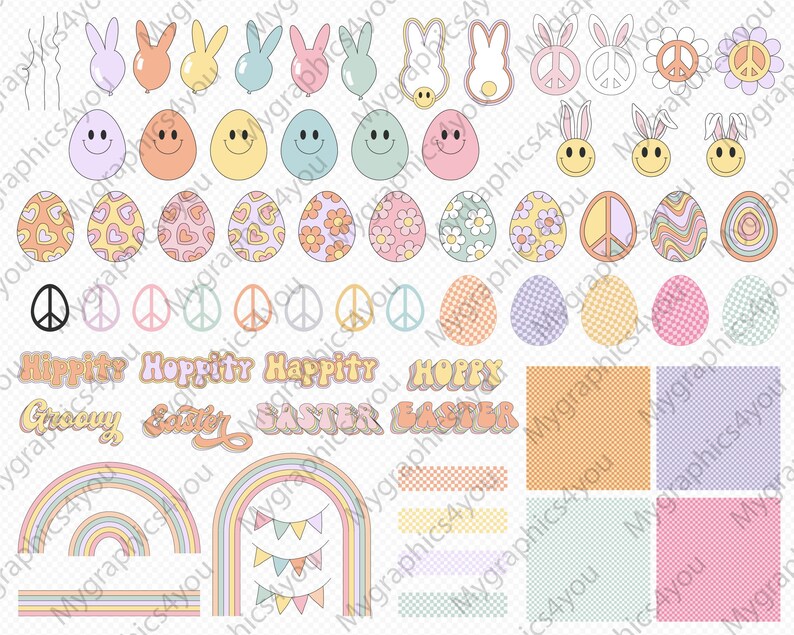 Retro Hippie Easter Groovy Chick Disco Bunny Babe Easter Eggs - Etsy