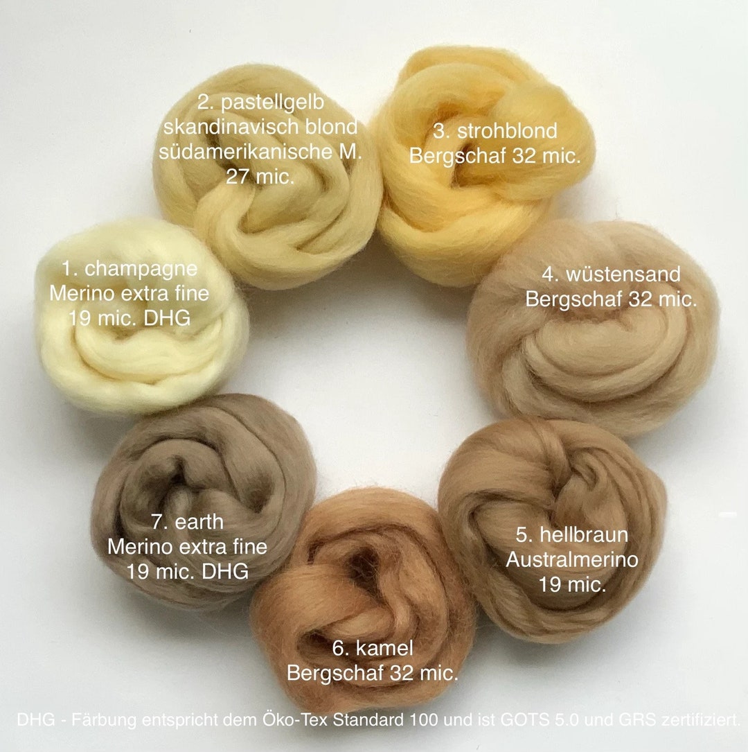 Combed Merino Mountain Sheep Wool Hair Dyes (from €46/kg) 19-32 Microns ...