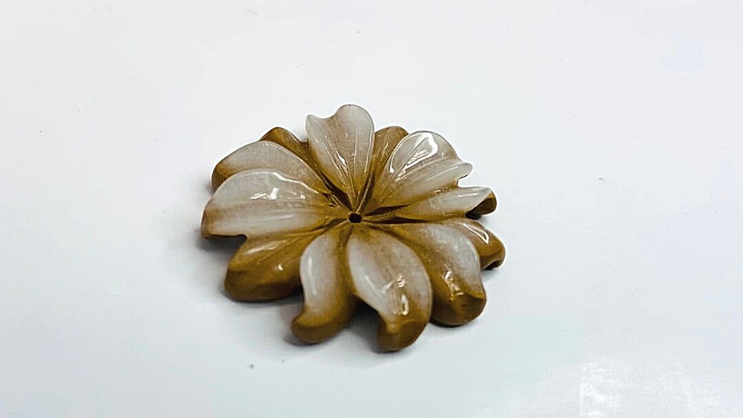 Carved Yellow Jasper and Quartz Flower - Etsy
