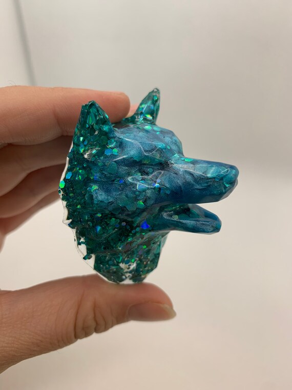 Teal Wolf Head | Etsy