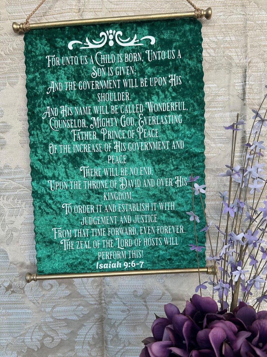 Isaiah 9:6-7 Crushed Velvet Religious Scroll, Christmas Decor - Etsy