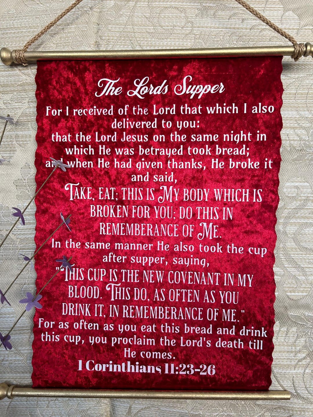 The Lord's Supper. Decorative Hanging Scroll Made of Crushed Velvet ...