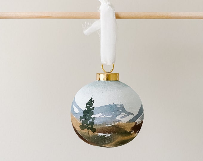 Hand Painted Mountain Ornament Watercolor Landscape Ornament Holiday ...
