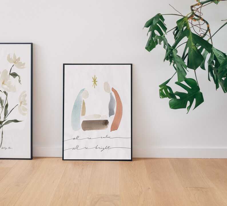 Watercolor Nativity Artwork - Christmas Art - Mary and Joseph - Baby ...