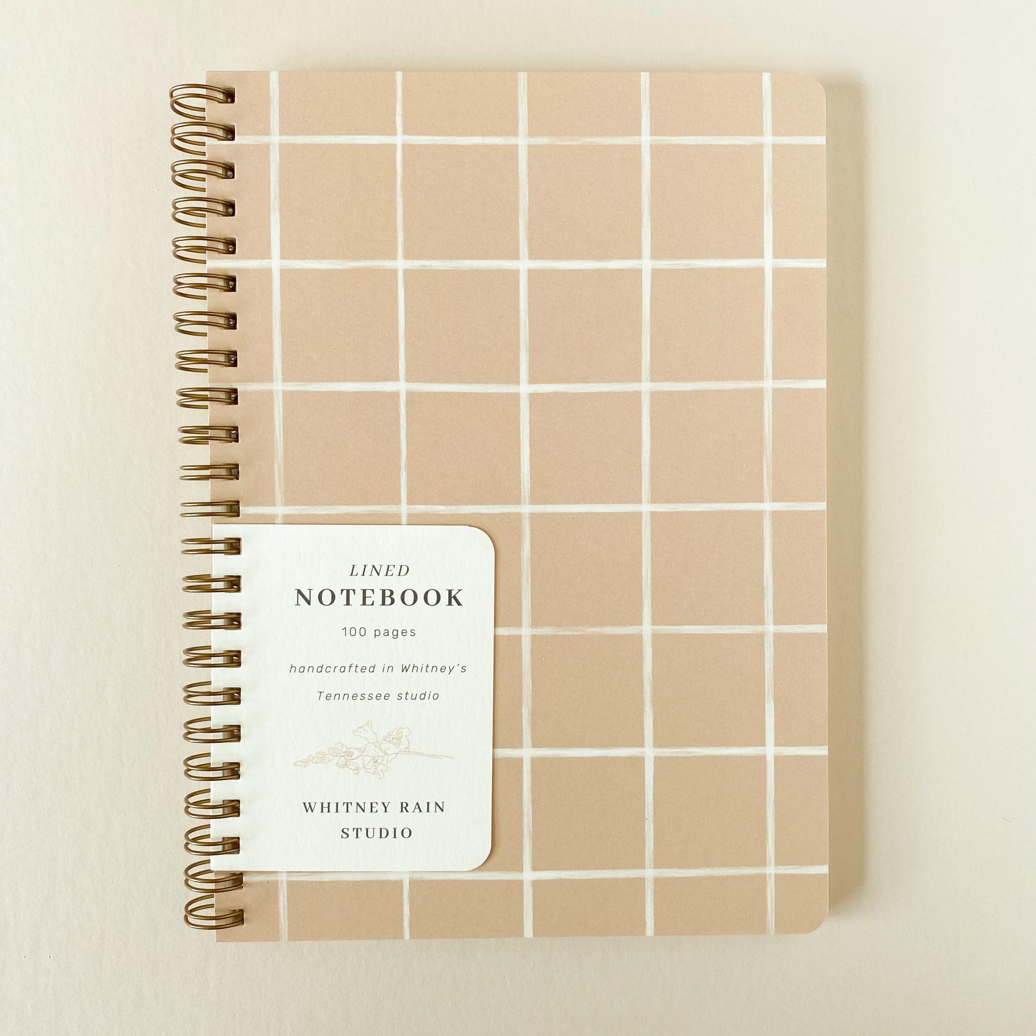 Notebook Blush Grid Pattern - Softcover Spiral Coil Journal - Gift for ...