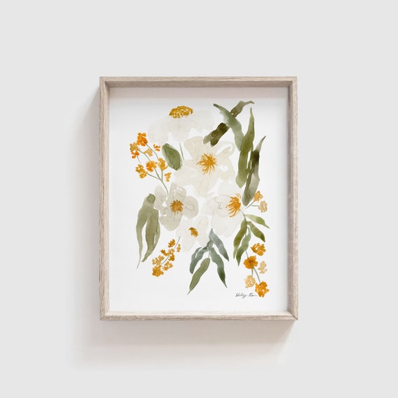 Gouache Art Print Floral Art Print Gouache Flower Painting | Etsy