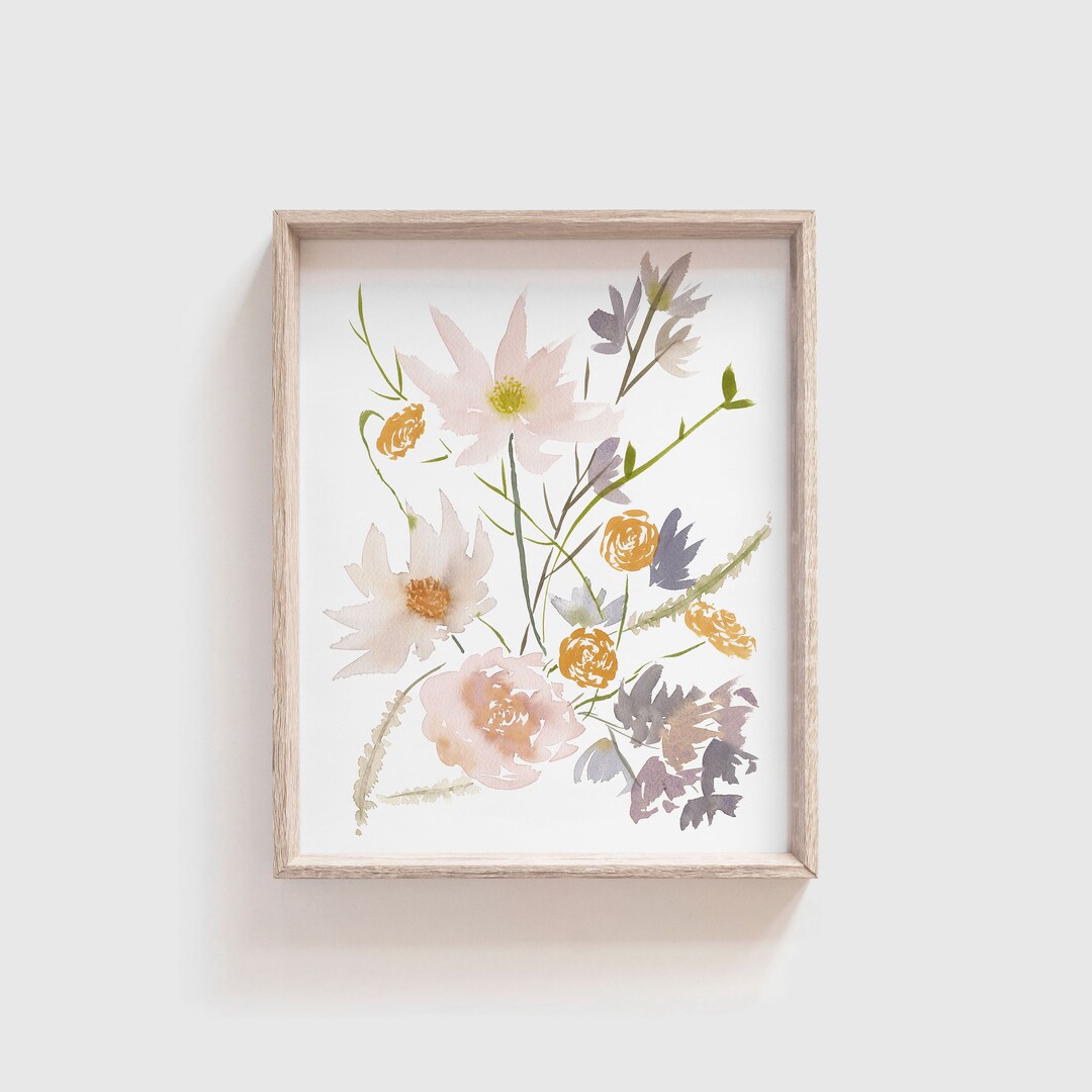 Watercolor Flower Print | Pastel Floral Art Print | Wildflower Wall Art ...
