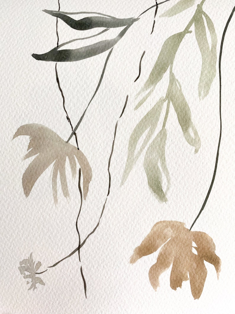 Neutral Flowers Watercolor Set of 3 Floral Art Prints - Minimalist ...