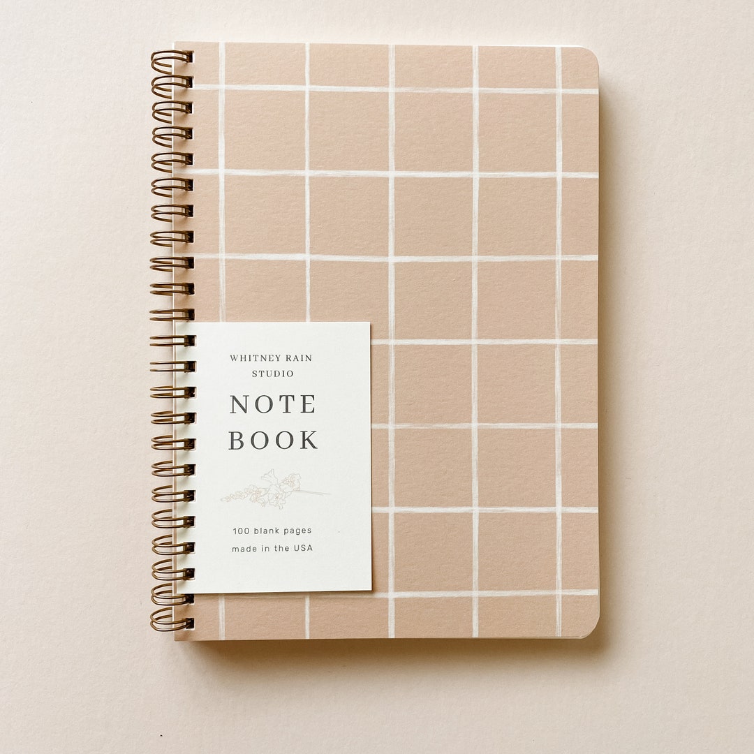 Notebook Blush Grid Pattern Softcover Spiral Coil Journal Gift for Her ...
