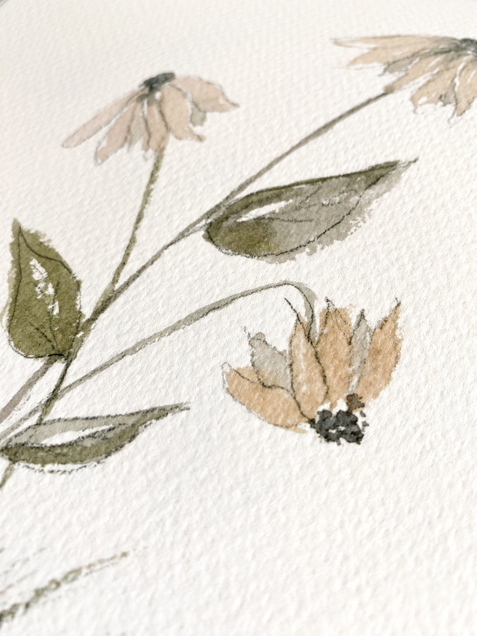 Neutral Flowers Watercolor Set of 3 Floral Art Prints - Minimalist ...