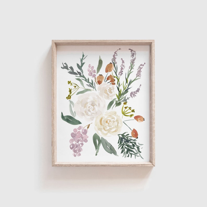 Set of 6 Watercolor Floral Art Prints | Wildflower Art | Living Room ...