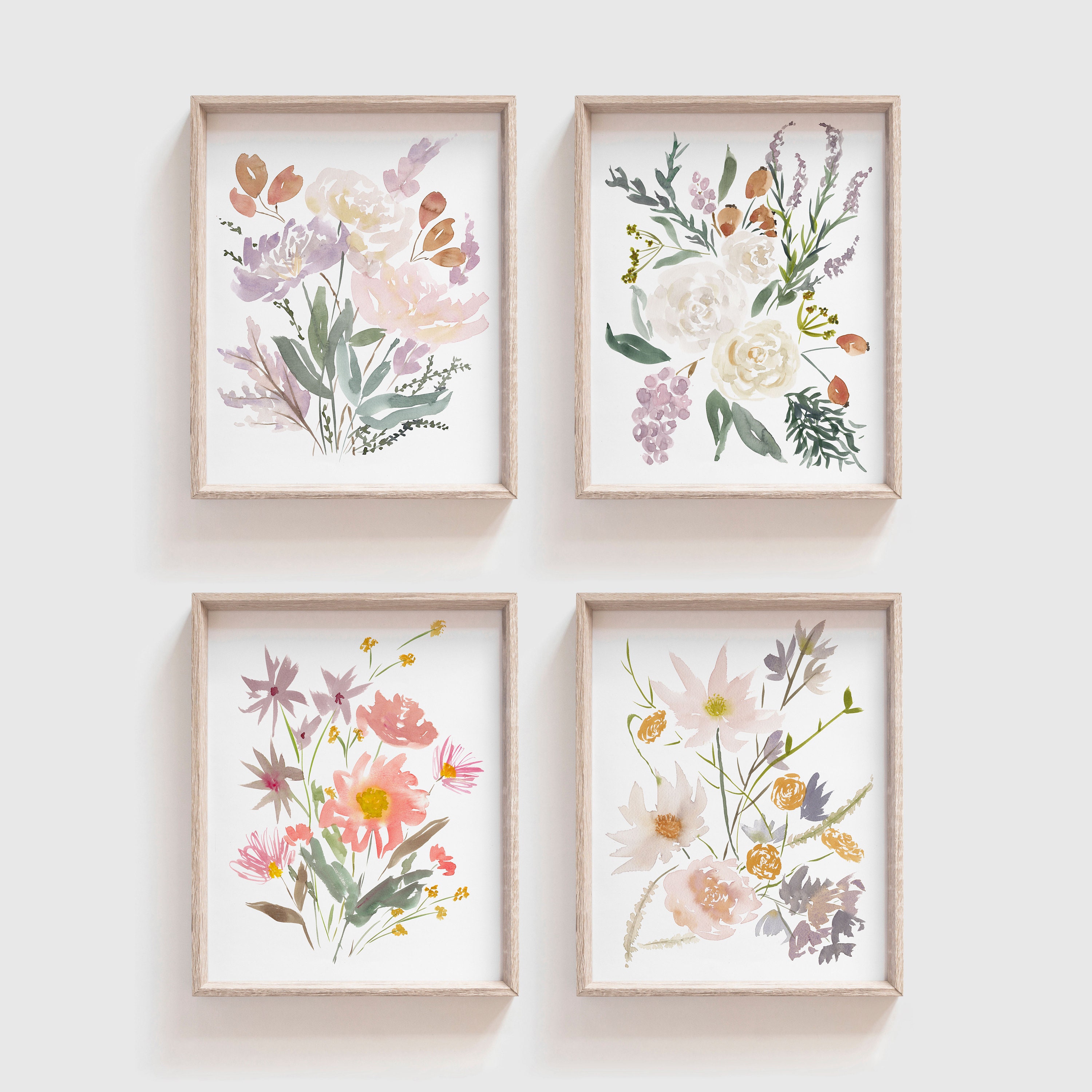 Watercolor Prints Watercolor Flowers Set of 4 Artwork - Etsy
