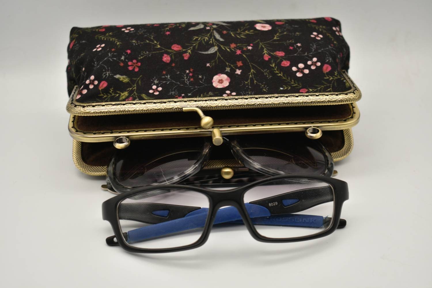 Double Glasses Case Women Fabric Double Eyeglass Case Soft Etsy