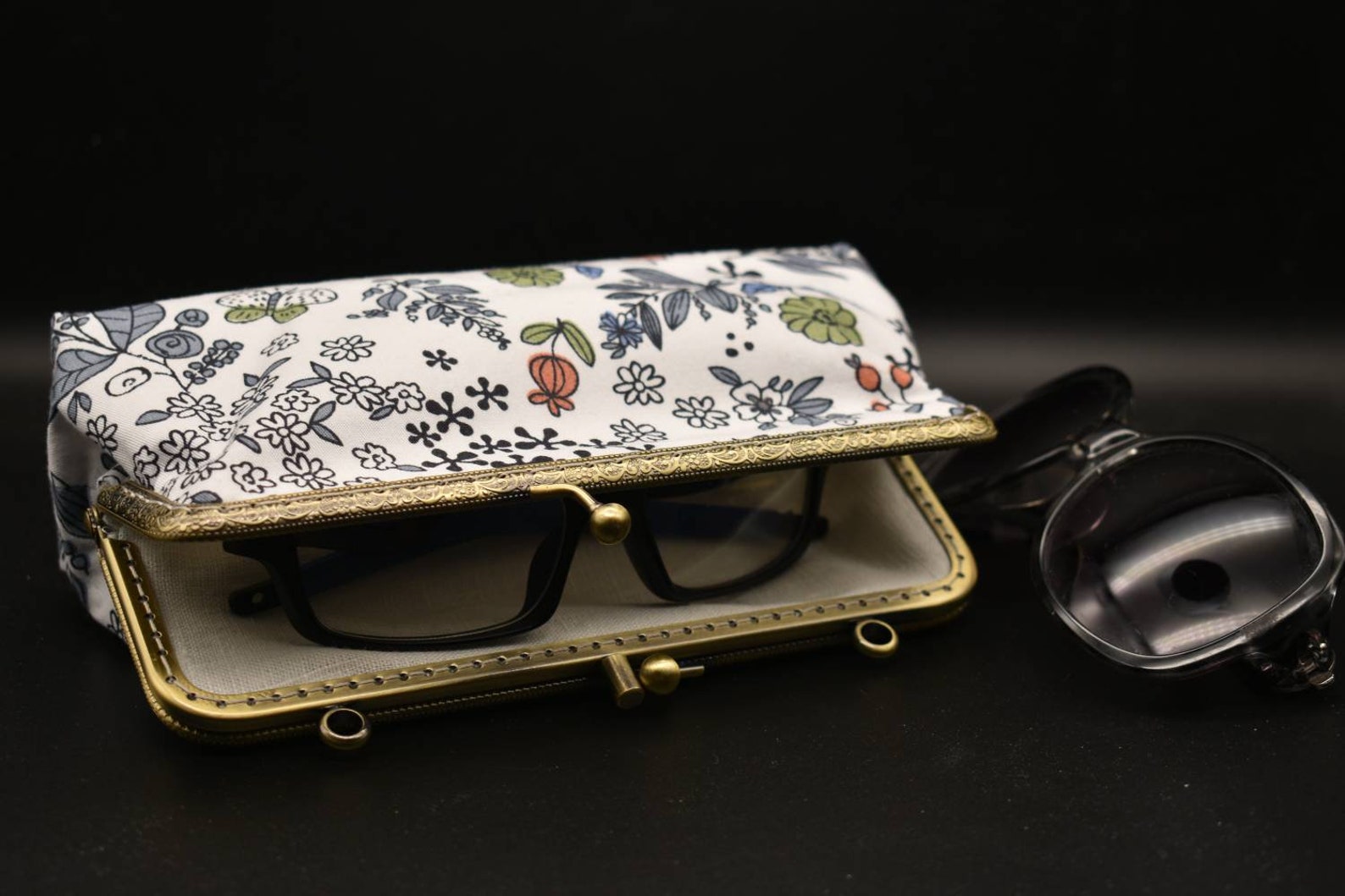 Double Glasses Case Women Fabric Double Eyeglass Case Soft Etsy