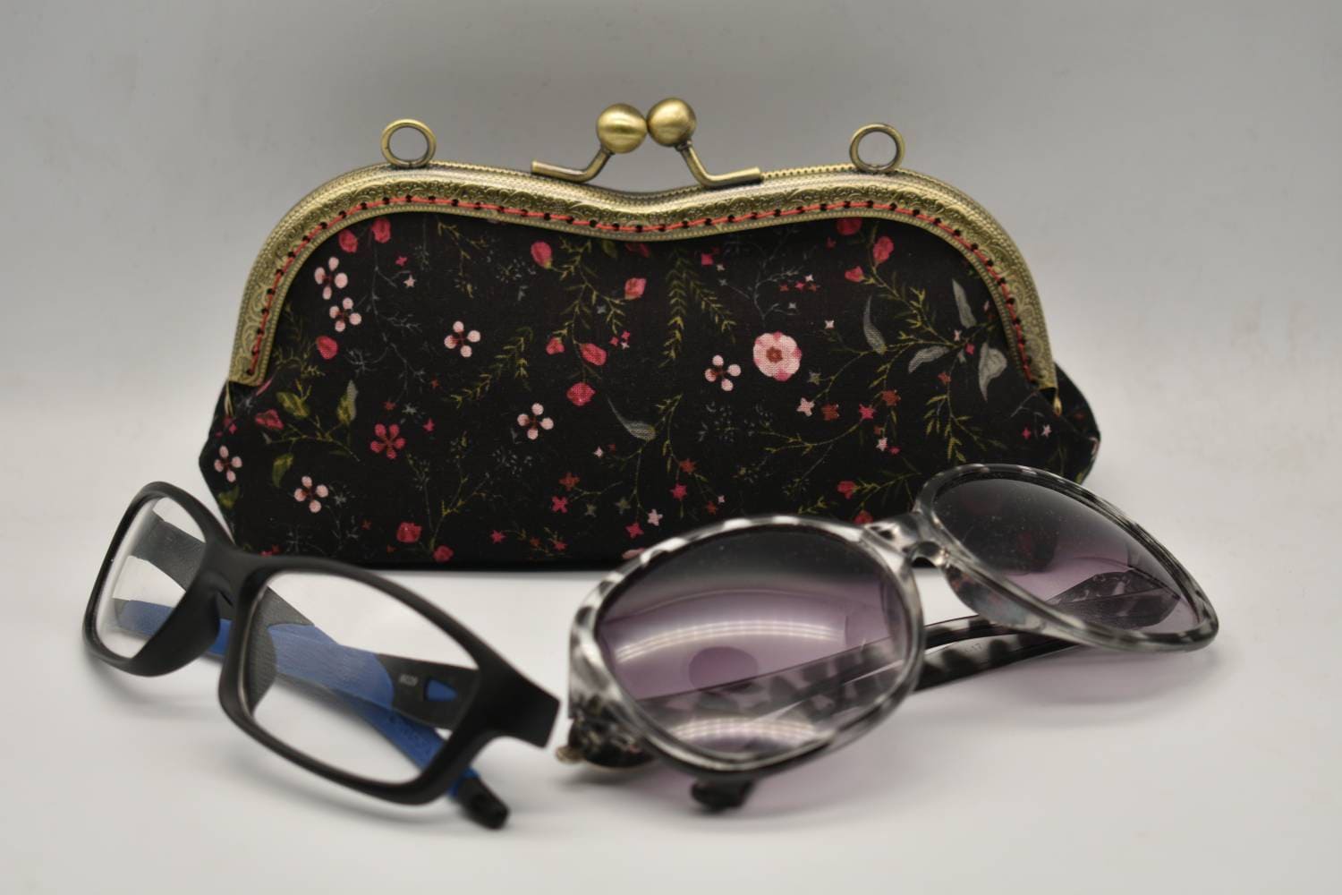 Double Glasses Case Women Fabric Double Eyeglass Case Soft Etsy