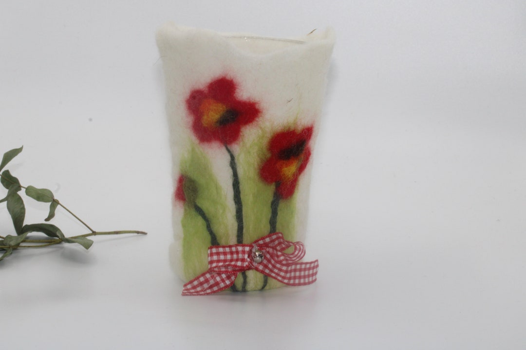 Felt Lantern, Lantern With Poppy, Felt, Lantern, Felt Flower, Poppy ...