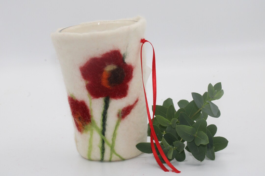 Felt Lantern, Lantern With Poppy, Felt, Lantern, Felt Flower, Poppy ...