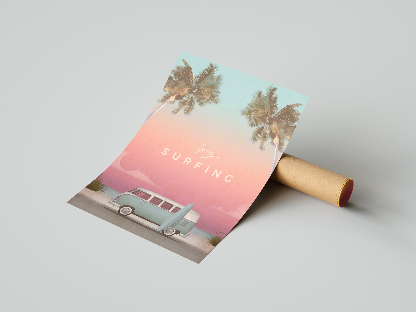 VW Camper Van T1 Sunset Poster CUSTOMISABLE Minimalist | Etsy