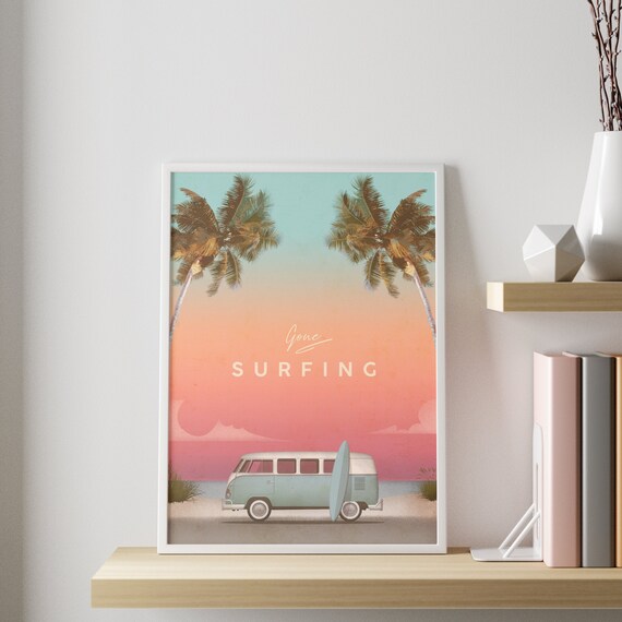 VW Camper Van T1 Sunset Poster CUSTOMISABLE Minimalist | Etsy