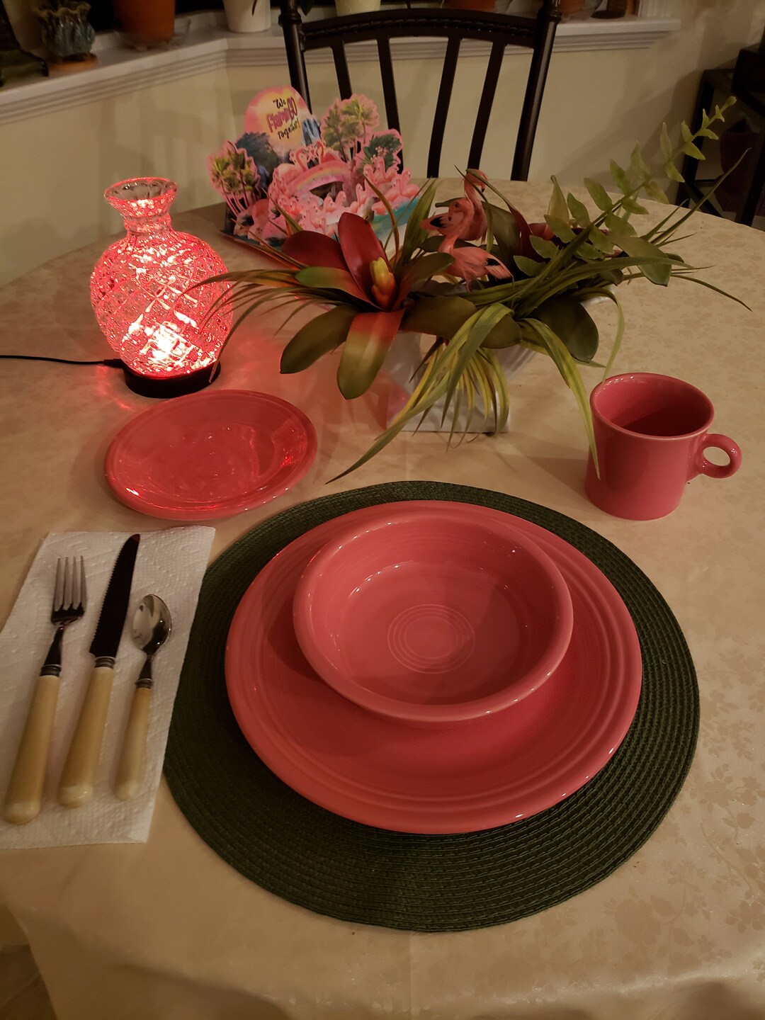 Fiestaware 4 Piece Place Setting Flamingo retired - Etsy